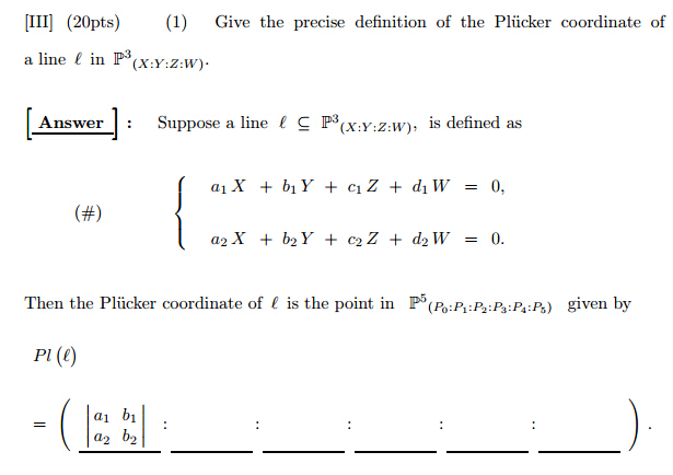 Solved Plucker Coordinate Question | Chegg.com