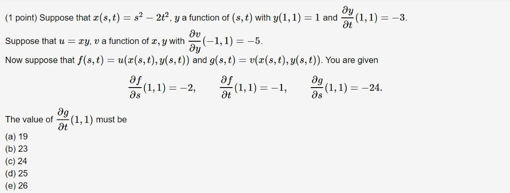 Solved Suppose that x(s, t) = s^2 - 2t^2, y a function of | Chegg.com