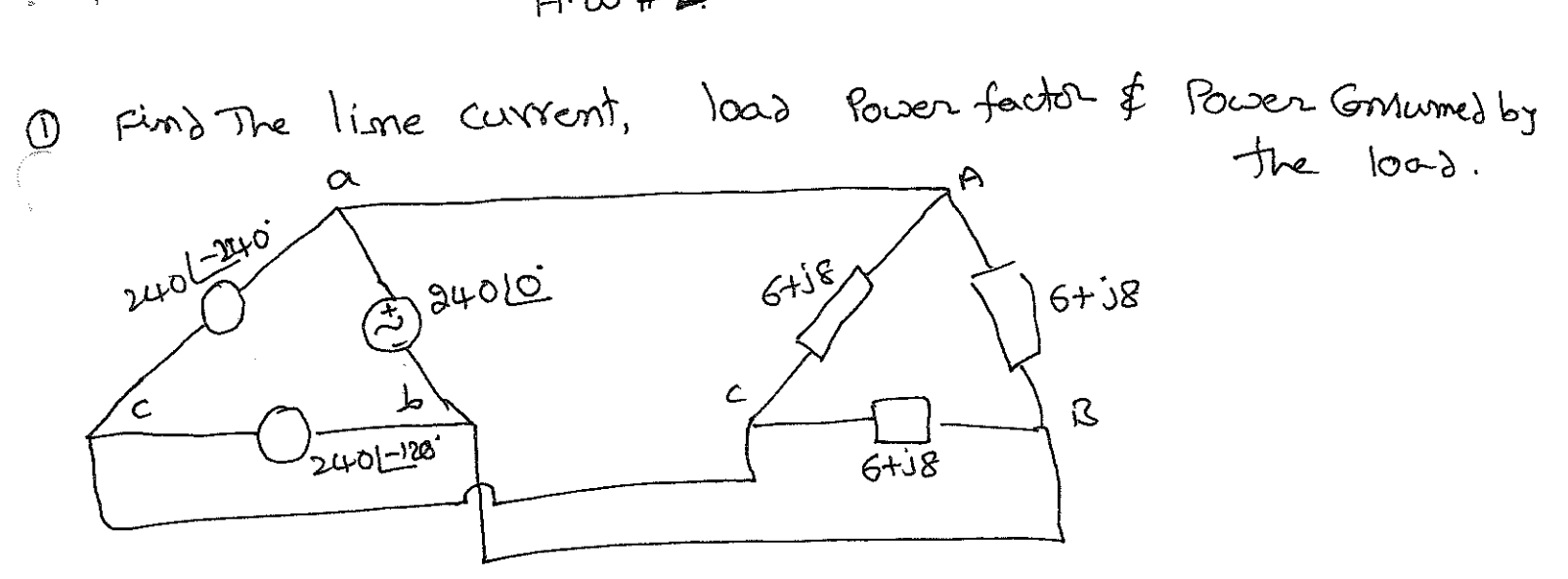 Solved find the line current, load power factor and power | Chegg.com