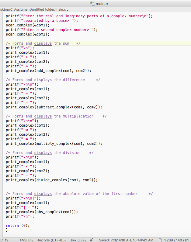 Solved main.c sktop/C Assigment/untitled folder/main.c | Chegg.com