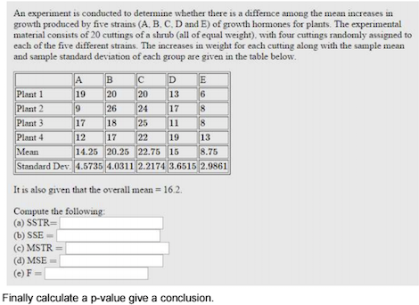 Solved An experiment is conducted to determine whether there | Chegg.com