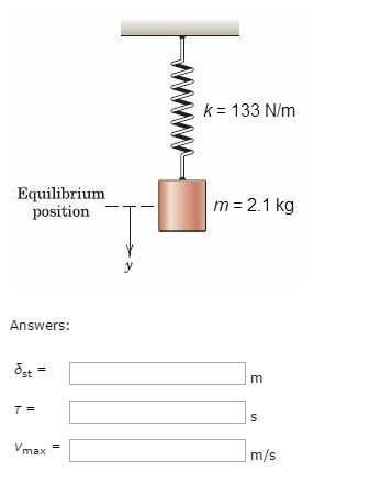 Solved For the spring-mass system shown, determine the | Chegg.com