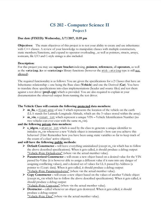 Solved CS 202-Computer Science II Project 5 Due date | Chegg.com