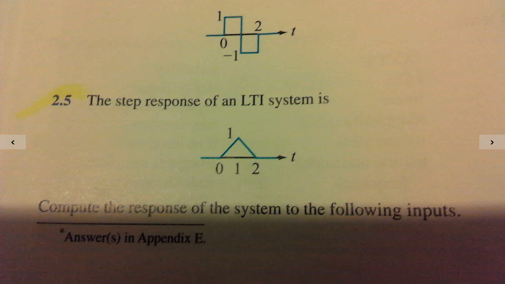Solved 2.5 The step response of an LTI system is 0 1 2 | Chegg.com