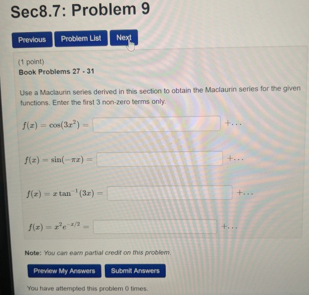 Solved Sec8.7: Problem 3 Previous Problem List Next (1 | Chegg.com