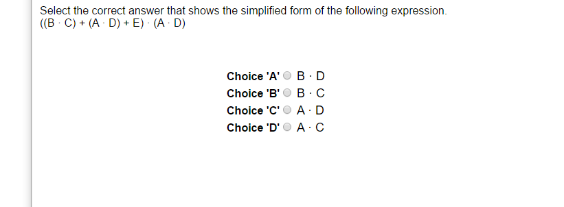 Solved Select the correct answer that shows the simplified | Chegg.com