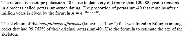 Solved The radioactive isotope potassium-40 is use to date | Chegg.com