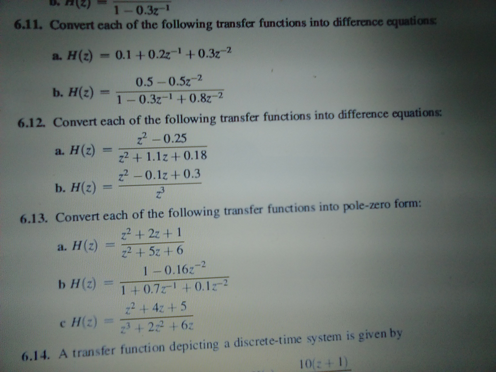 Solved Convert each of the following transfer function* into | Chegg.com