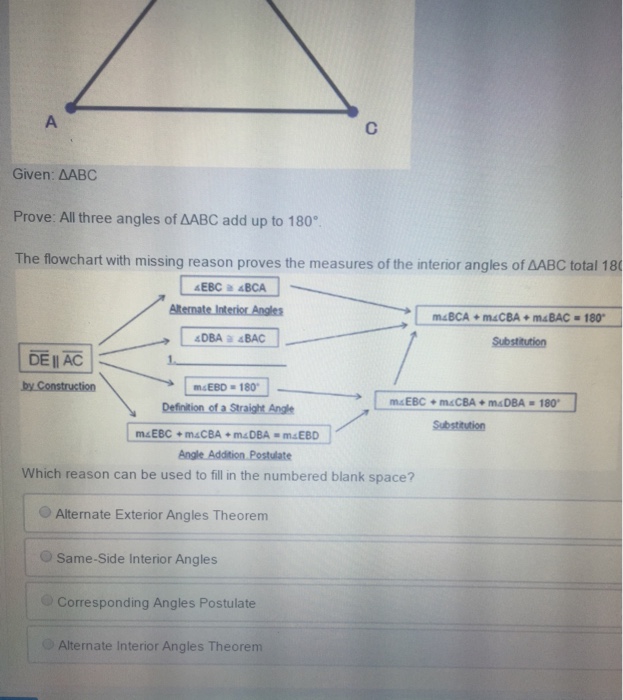 Solved Triangle ABC is shown below: Given: AABC Prove: All | Chegg.com