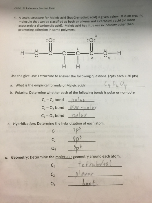 Solved A Lewis structure for Maleic acid (but-2-enedioic | Chegg.com