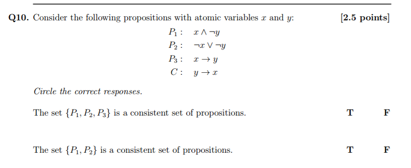 Solved Consider the following propositions with atomic | Chegg.com