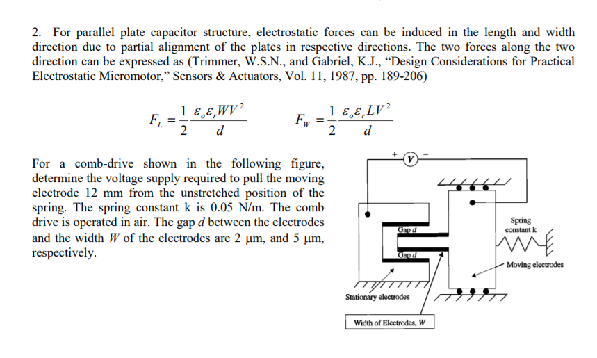 Solved 2. For parallel plate capacitor structure, | Chegg.com