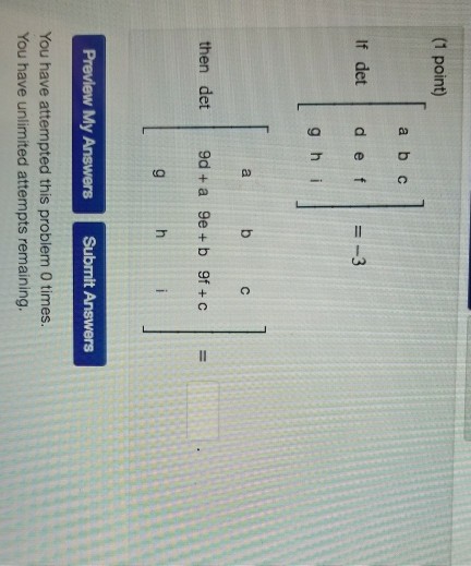 Solved WWo9 Determinants: Problem 6 Previous Problem Problem | Chegg.com