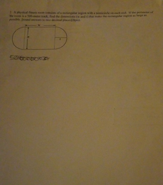 Solved 2 A physical fitness room consists of a rectangular | Chegg.com