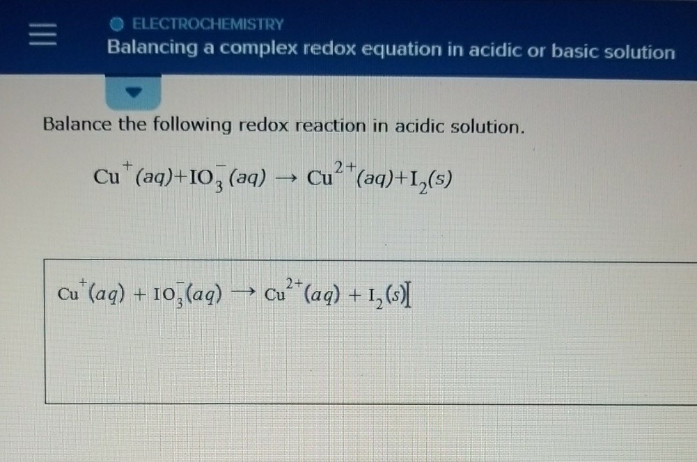 Solved ELECTROCHEMISTRY Balancing a complex redox equation | Chegg.com