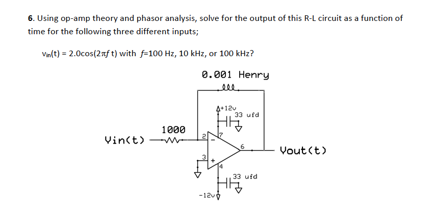 Solved Using op - amp theory and phasor analysis, solve for | Chegg.com