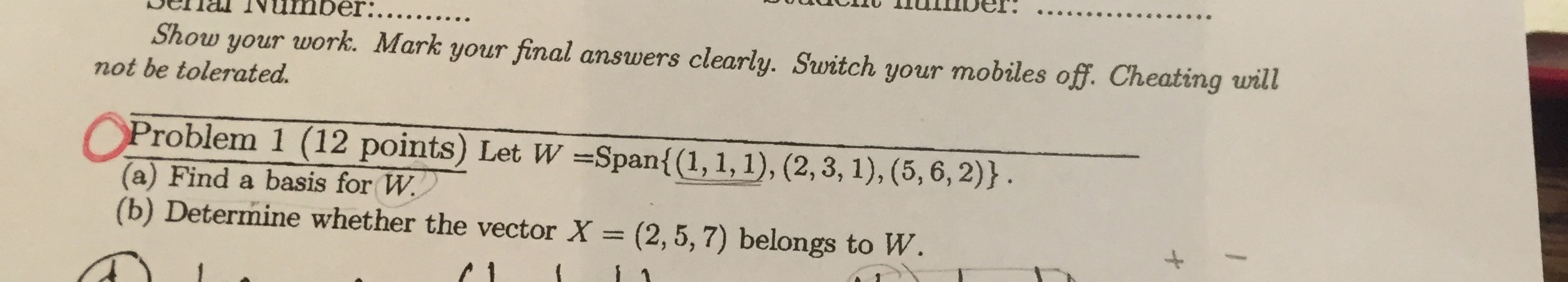 Solved Let W = Span {(1, 1, 1), (2, 3, 1), (5, 6, 2)}. (a) | Chegg.com