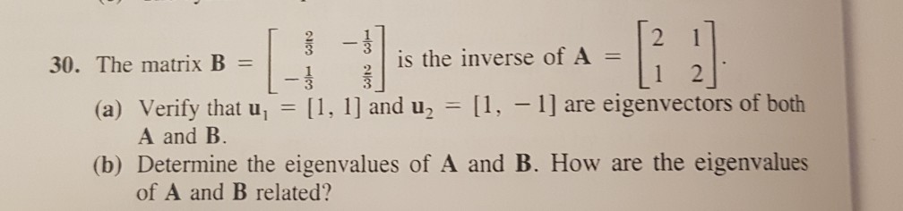 Solved is the inverse of A = - is the inverse of A 30. The | Chegg.com