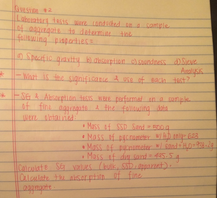 Solved Specific gravity absorption soundness sieve | Chegg.com