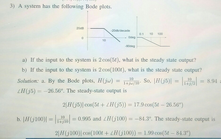 Solved 3) A system has the following Bode plots. 20dB???? | Chegg.com