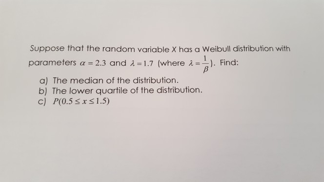 Solved Suppose that the random variable X has a Weibull | Chegg.com