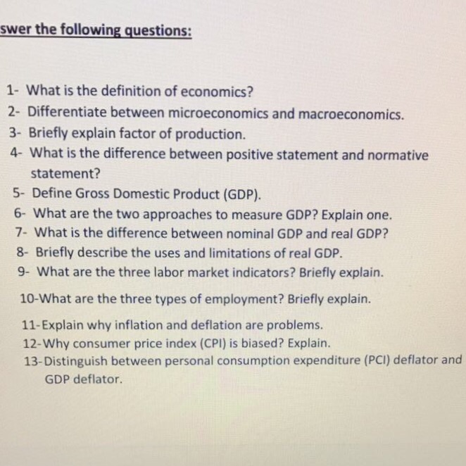 Solved Swer The Following Questions 1 What Is The