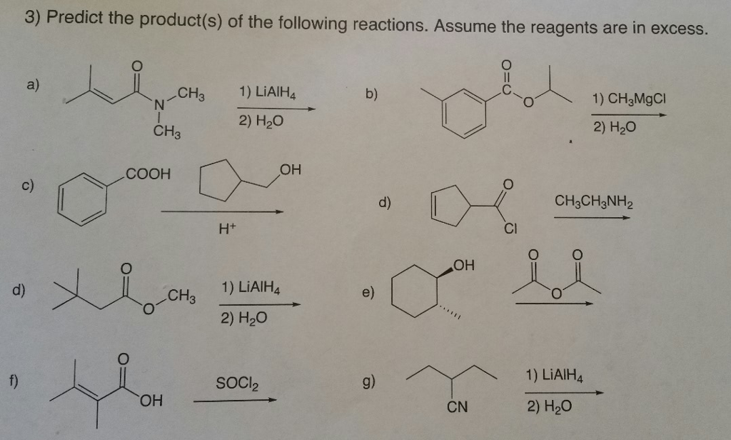 Solved 3) Predict the product(s) of the following reactions. | Chegg.com