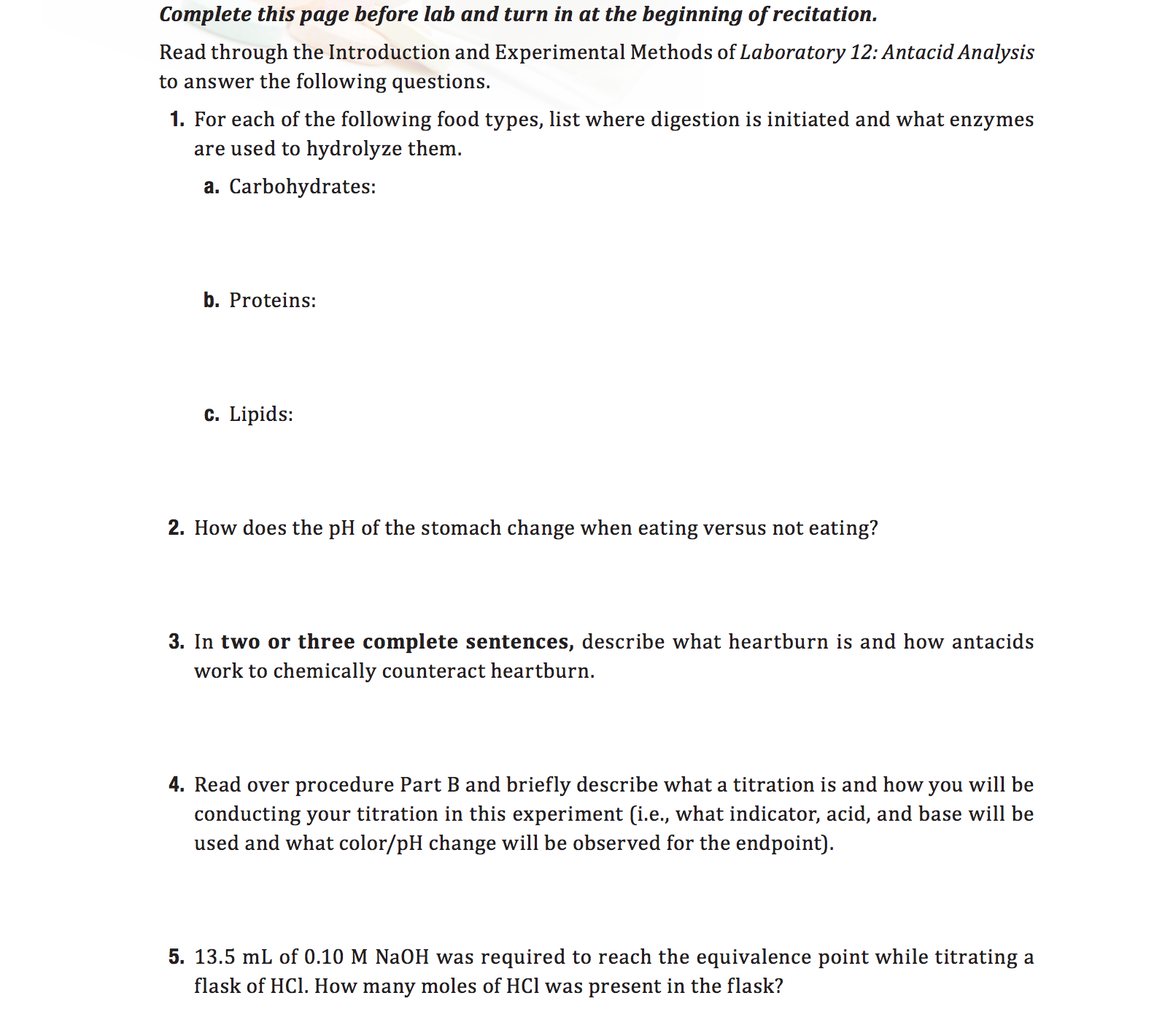 Solved Complete this page before lab and turn in at the | Chegg.com
