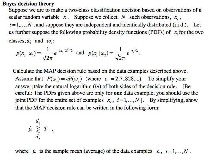 Solved Bayes decision theory uppere otw-a | Chegg.com