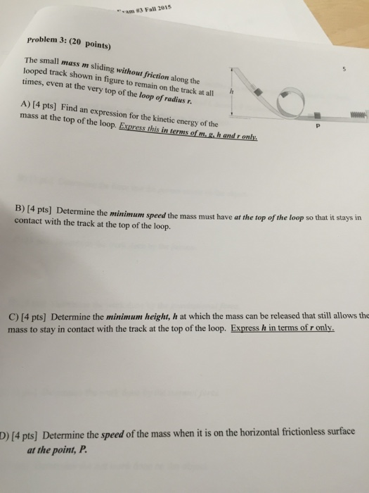 Solved The small mass m sliding without friction along the | Chegg.com