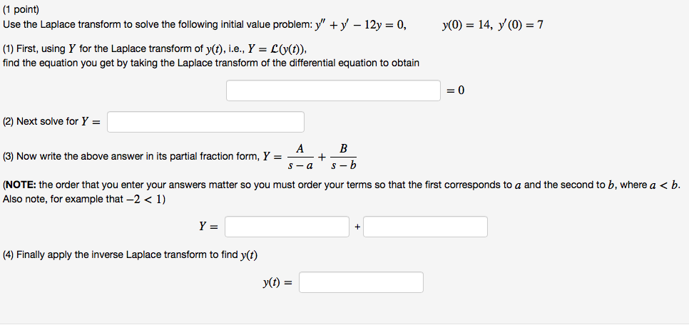 Solved Use the Laplace transform to solve the following | Chegg.com