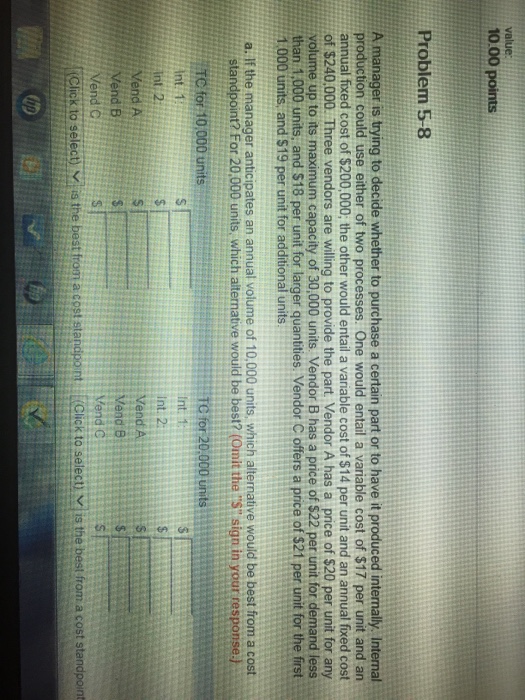 Solved A manager is trying to decide whether to purchase a | Chegg.com