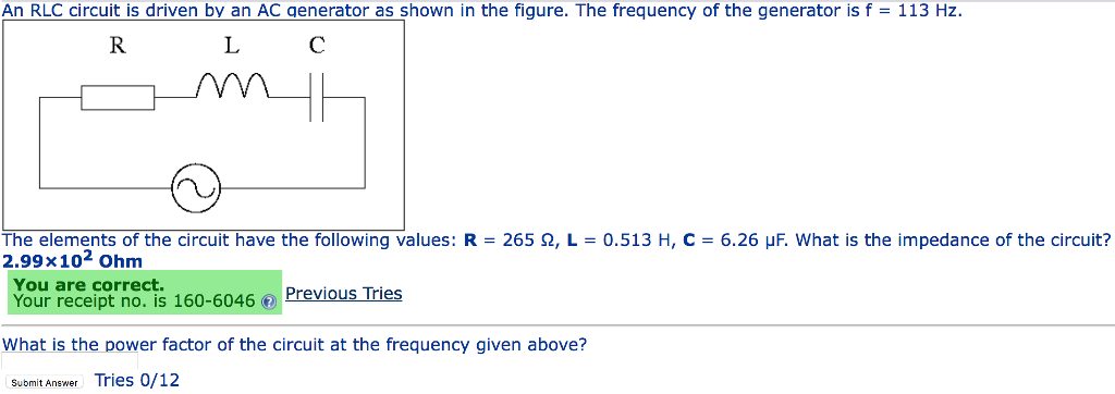 Solved An RLC circuit is driven by an AC generator as shown | Chegg.com