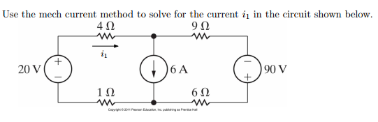 Solved Use the mech current method to solve for the current | Chegg.com