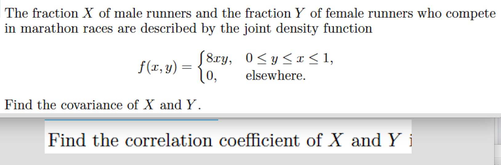 Solved The fraction X of male runners and the fraction Y of | Chegg.com