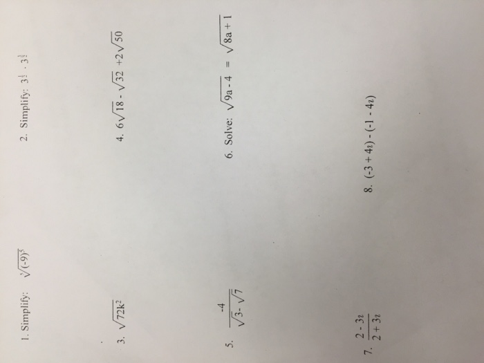 Solved Simplify 3 Squareroot 9 5 Simplify 31 2 33 2 Chegg
