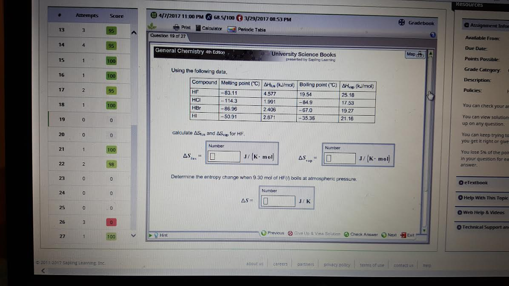 Solved Using the following data. calculate Delta S_fus and | Chegg.com