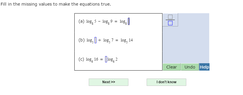 Solved Fill in the missing values to make the equations | Chegg.com