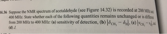 Solved Suppose the NMR spectrum of acetaldehyde (see Figure | Chegg.com