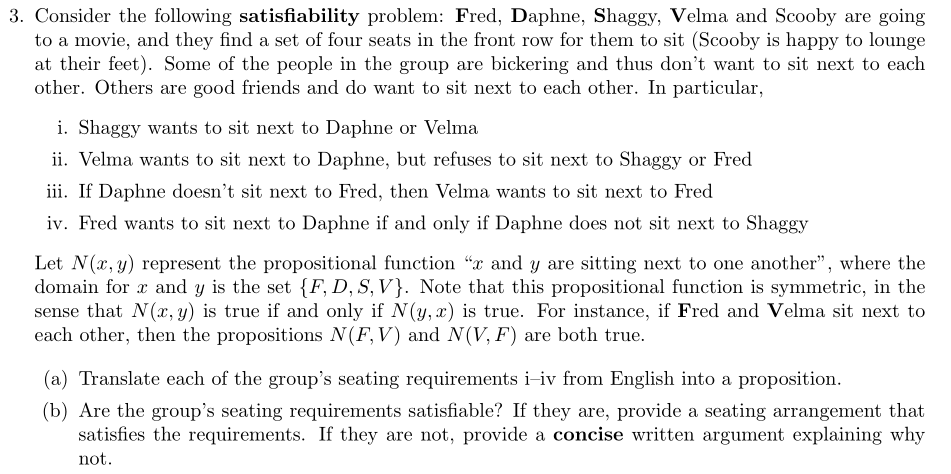 Solved 3. Consider the following satisfiability problem: | Chegg.com
