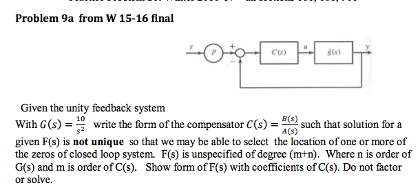 Solved Given the unity feedback system With G(s) = 10/s^2 | Chegg.com