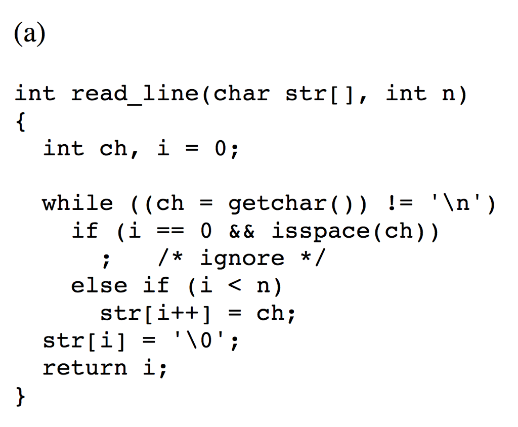 Solved int read line (char str[], int n) int ch, = 0; while | Chegg.com