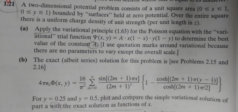Solved 121 A two-dimensional potential problem consists of a | Chegg.com