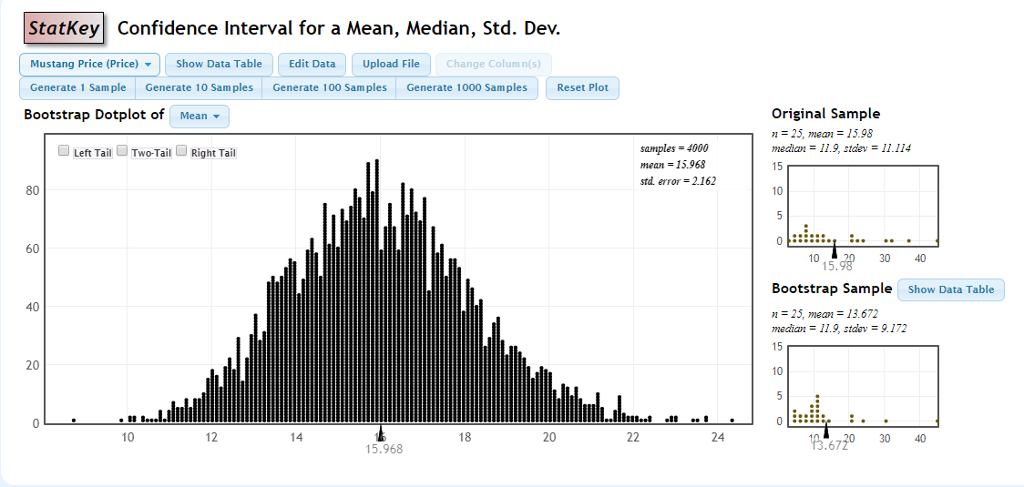 Solved StatKey Confidence Interval for a Mean, Median, Std. | Chegg.com