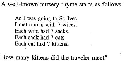 Solved A well-known nursery rhyme starts as follows: As I | Chegg.com