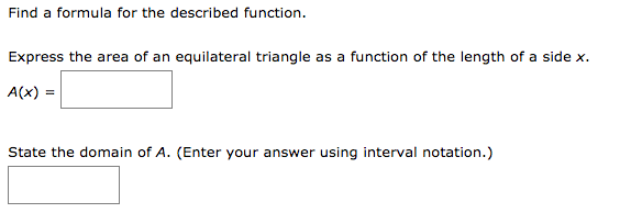 Solved Find a formula for the described function. Express | Chegg.com