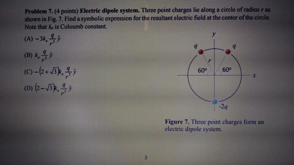 Solved Three point charges lie along a circle of radius r as | Chegg.com