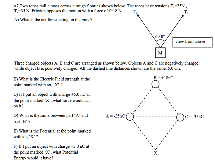 solved-7-two-ropes-pull-a-mass-across-a-rough-floor-as-chegg