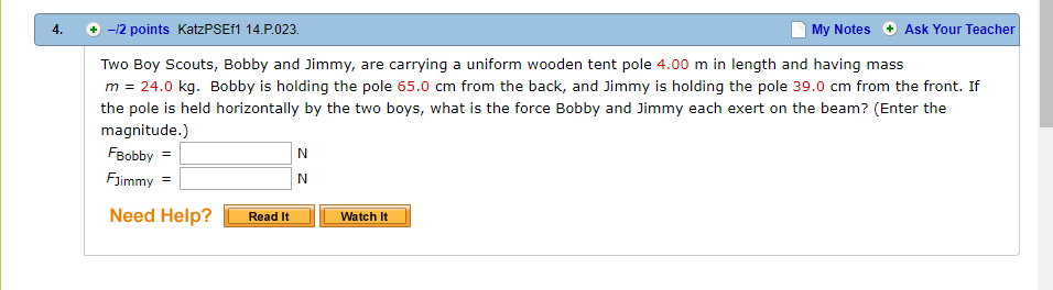 Solved 4. +-12 points KatzPSEf1 14.P.023. My Notes Ask Your | Chegg.com