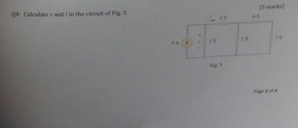Solved Calculate v and i in the circuit of Fig. 3 | Chegg.com